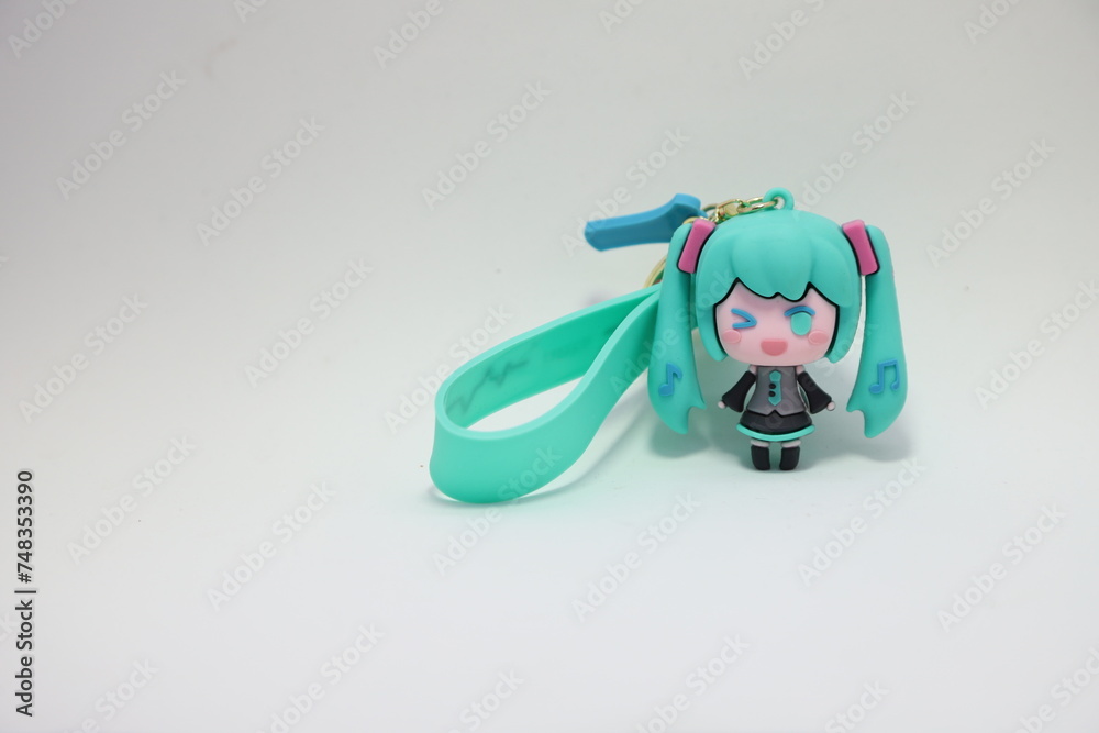 Hatsune Miku character keychain. Virtual singer with vocaloid. Japanese ...