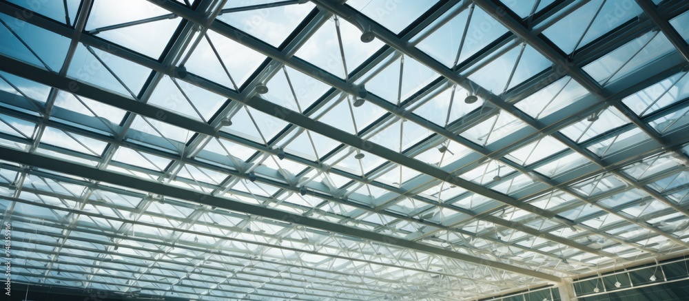 A large convention center featuring a glass lattice skylight above the ...