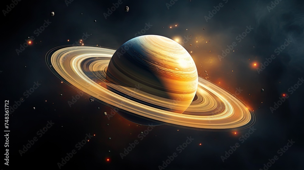 Planet saturn in space realistic illustration. Planet saturn close up ...