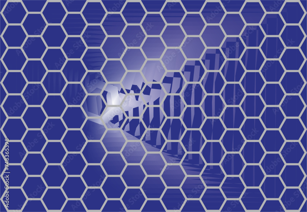 composition of lines and geometric polygons with gradient shades of ...