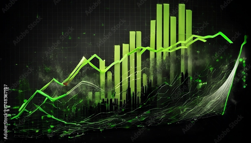 Green ESG SRI stock chart, growth curve, graph, uptrend, chart ...