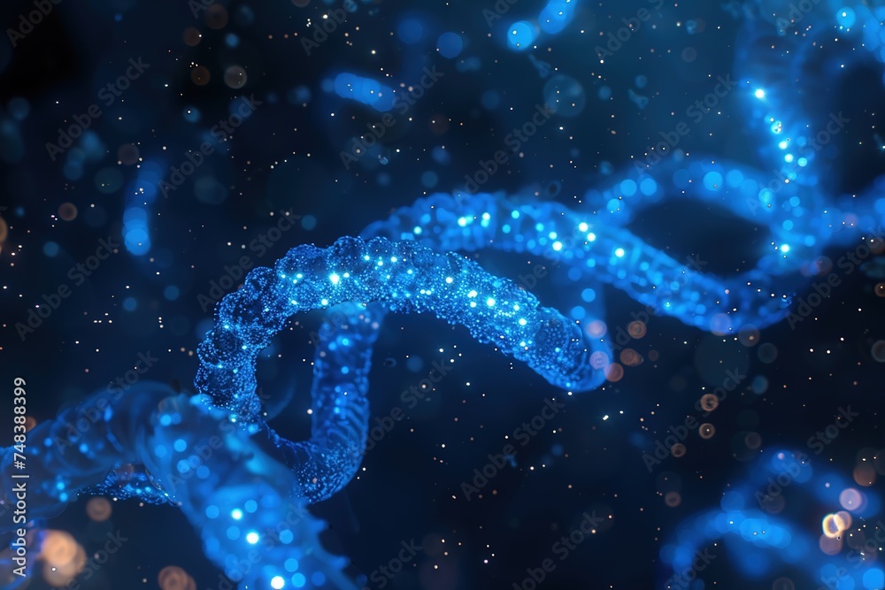 Close up Blue chromosome DNA concept chemical concept 3D rendering ...