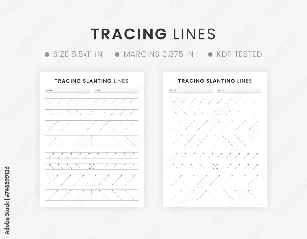 Tracing Slanting Lines Worksheets for Preschool | Lines Trace Pages ...