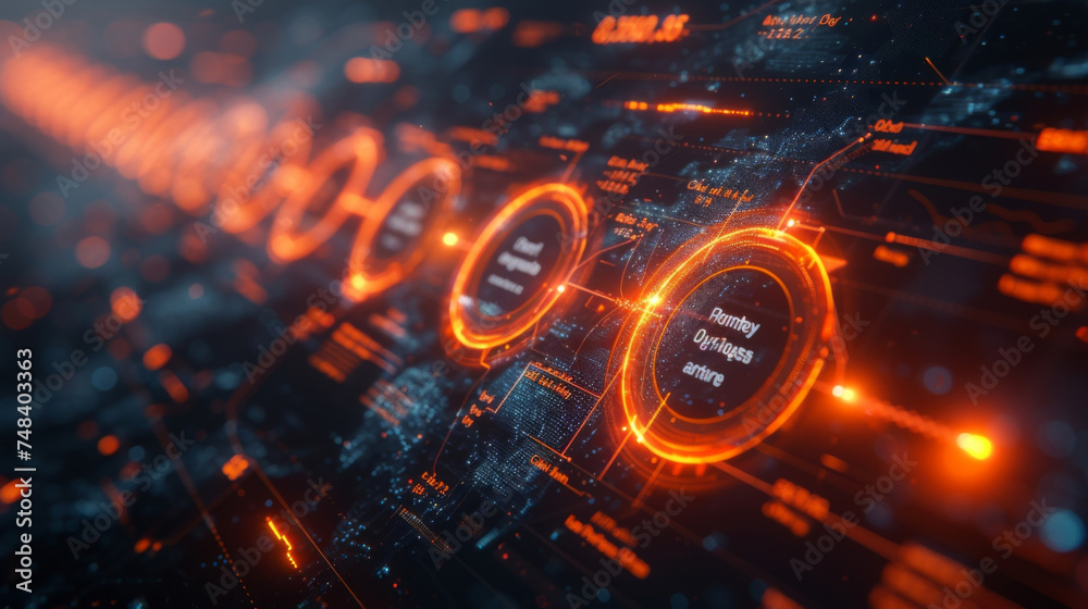 A sleek and futuristic timeline stretches across the infographic ...