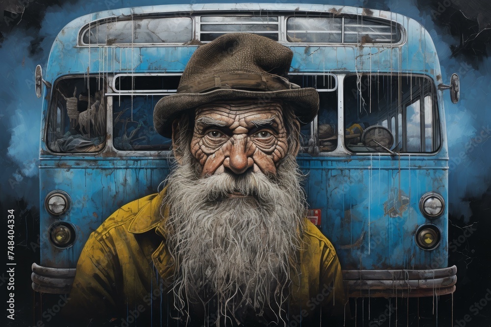 Spacious Old man school bus. Vehicle driver. Generate Ai Stock ...