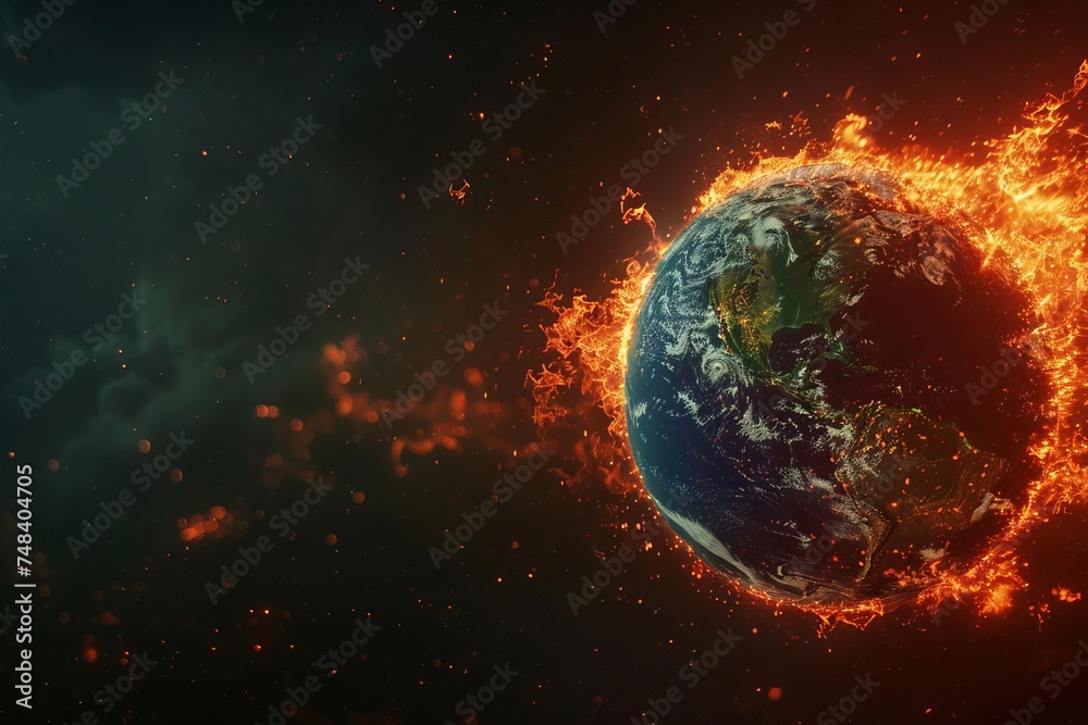 Dramatic depiction of earth suffering from extreme climate change With ...