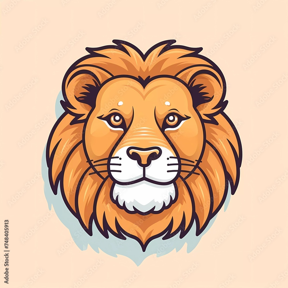 Hand drawn vector illustration of a cute male lion head character. with ...