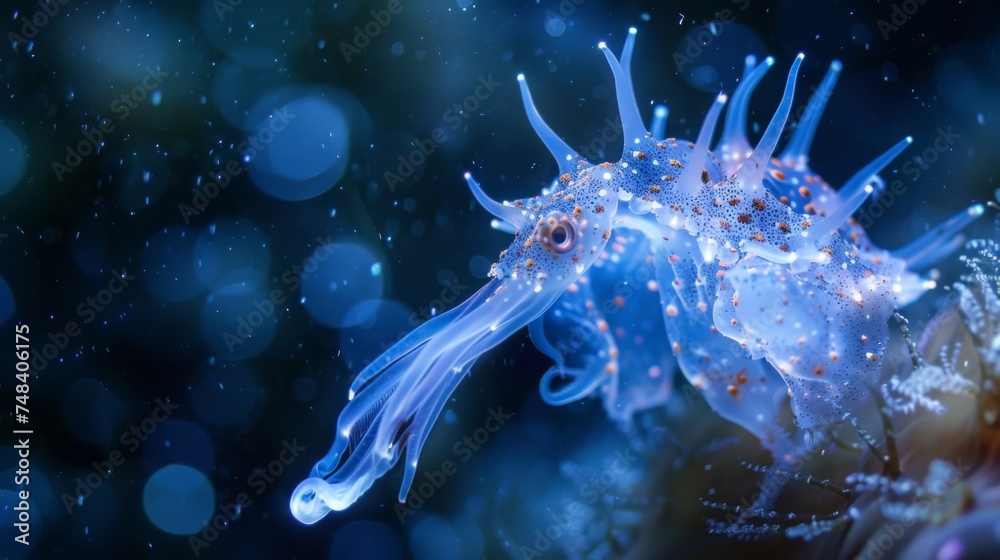 Against a backdrop of endless blue the eternal voyage of marine snow ...