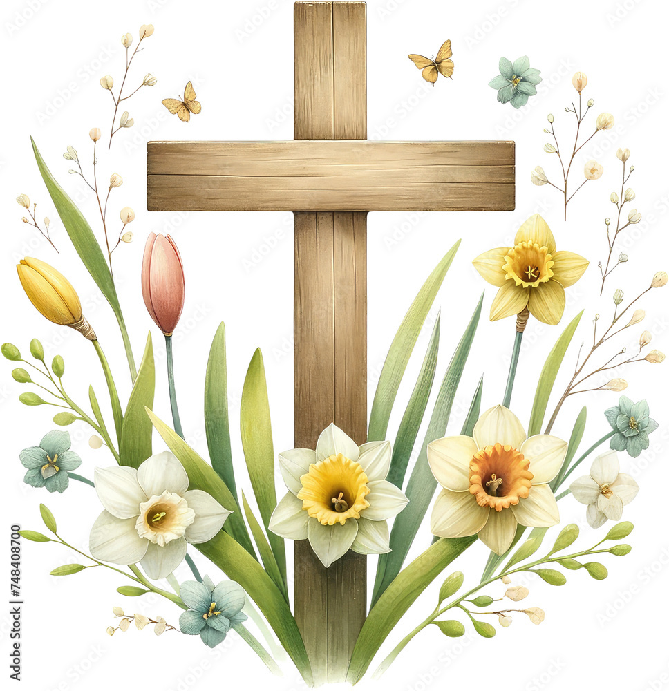 Watercolor Christian Easter Clipart. Christian Faith and Resurrection ...