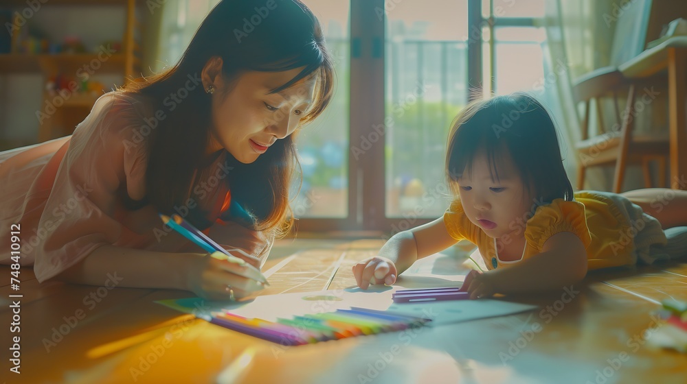 Educational pastime develop creativity skill in kid concept Asian ...