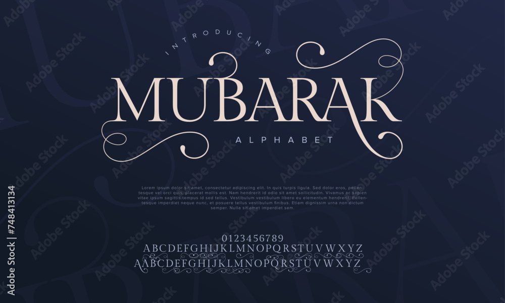 Mubarak premium luxury arabic alphabet letters and numbers. Elegant ...