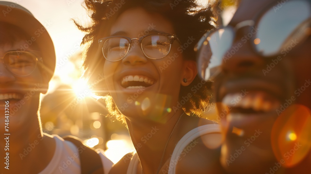 Young happy people laughing together Multiracial friends group having ...