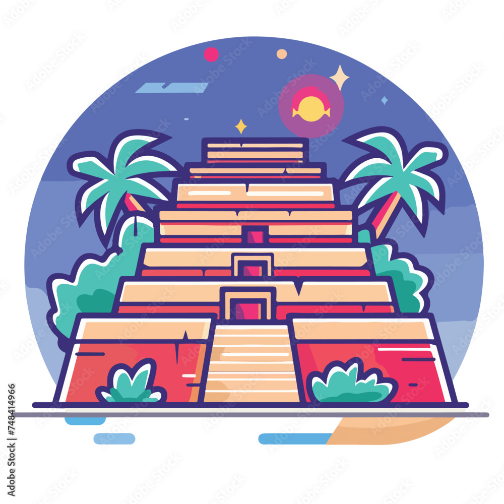 The Hanging Gardens of Babylon illustration minimal 2D vector for ...