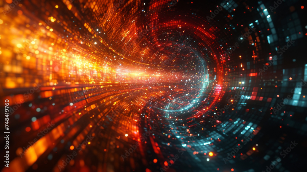 Colorful abstract shapes swirl and align in a mesmerizing display ...