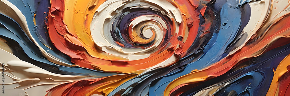 Dynamic Vortex: Centered on a 3:1 Banner, a Rotating Symphony of Colors ...