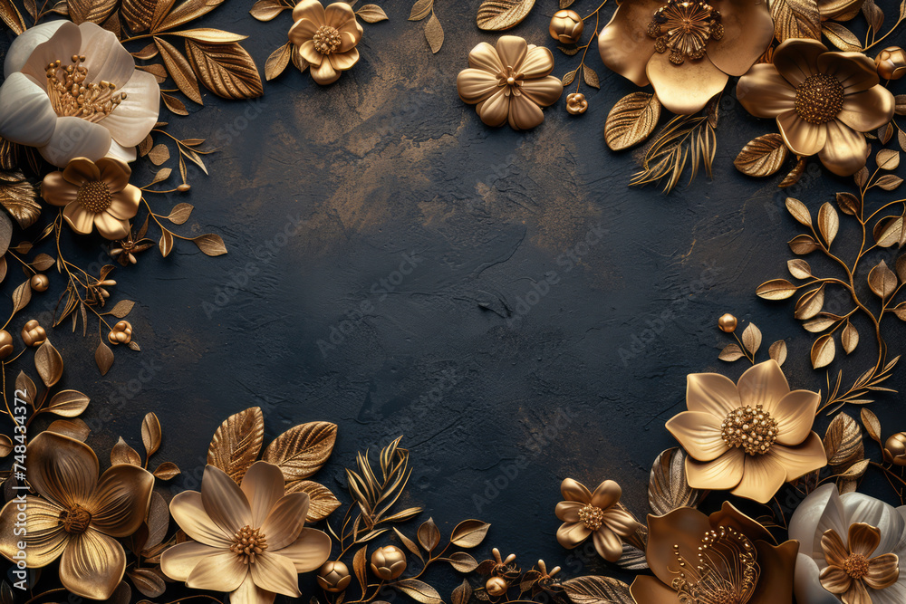 Vintage gold frame with clipping path,Kanok Chada Lai Thai Golden ...