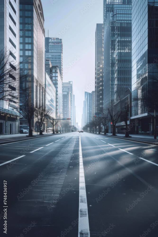 City background, street level, empty modern city street backplate for ...