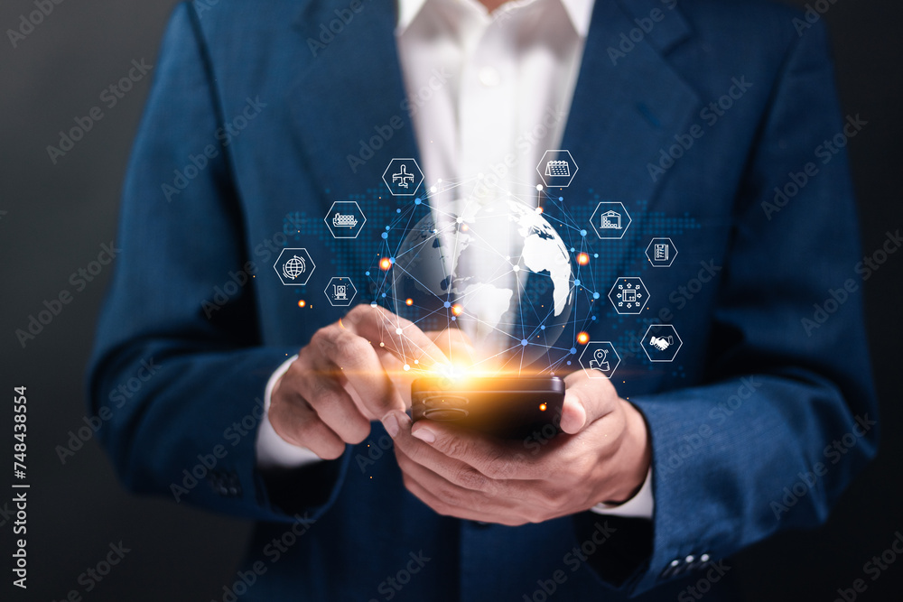 Logistic and transport concept. Logistic management, organizing and ...