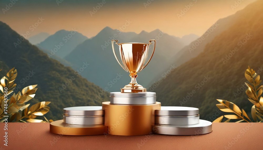 Winner award podium prize silver gold trophy win champion pedestal ...