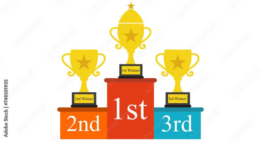 Winners podium with trophy cups 1st, 2nd, 3rd Winner Trophy Vector ...