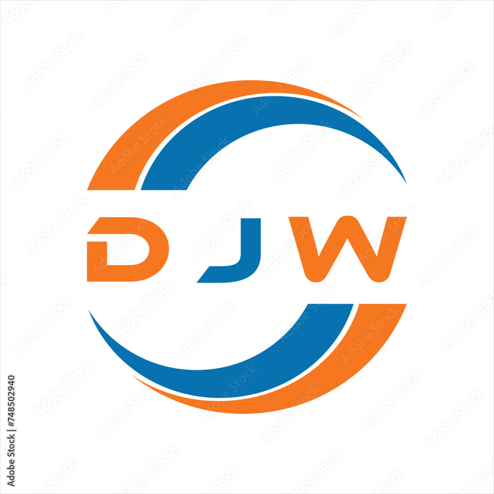 DJW letter design. DJW letter technology logo design on white ...