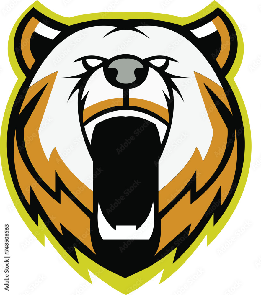 Bear head logo design, mascot bear logo icon illustration vector ...