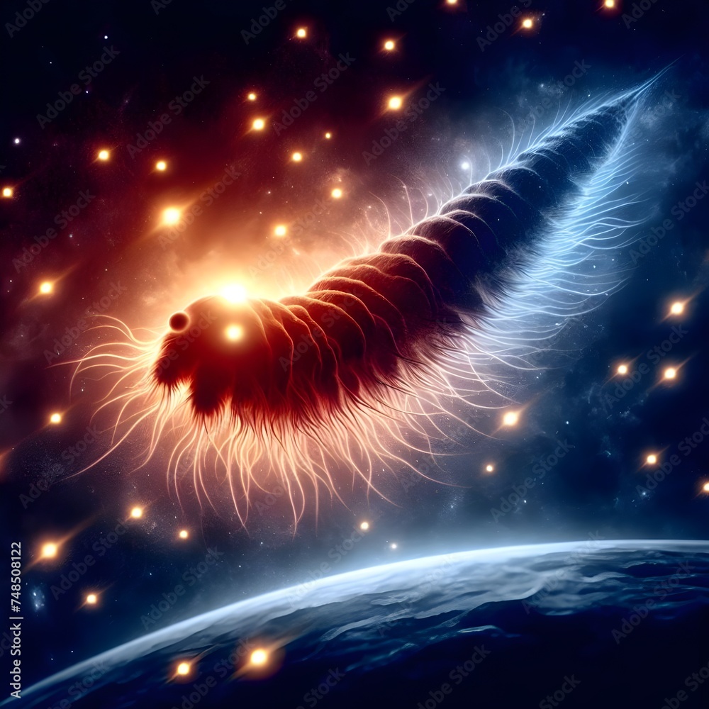 Alien extra-terrestrial life forms, micro-organisms, floating in cosmic ...