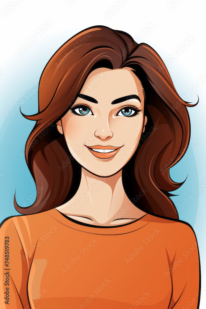 Ilustracja Stock: A cartoon character depicting a woman with brown hair ...