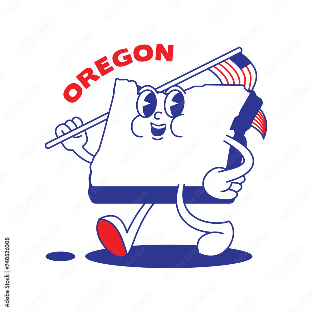 Oregon State retro mascot with hand and foot clip art. USA Map Retro ...