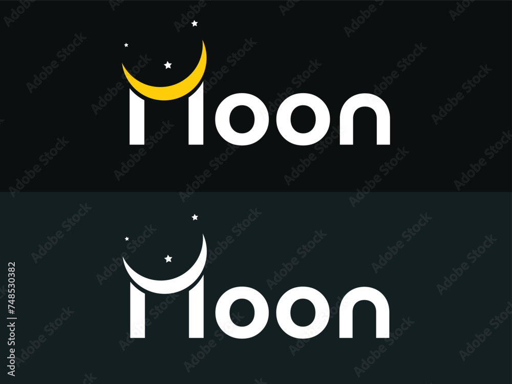 Moon logo text vector, Moon typography letter or font logo, Moon text ...