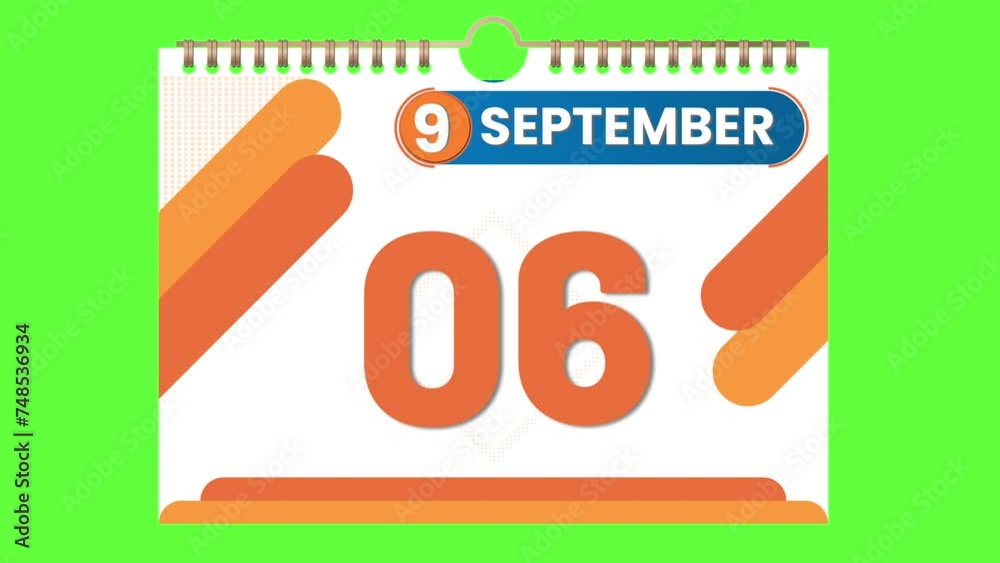 1 to 10, Months of September flipping pages time-lapse of desktop ...