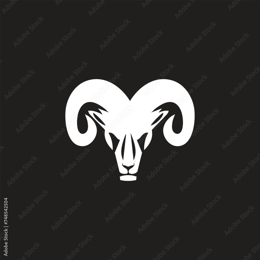 head goat front view drawing art logo design inspiration Stock Vector ...