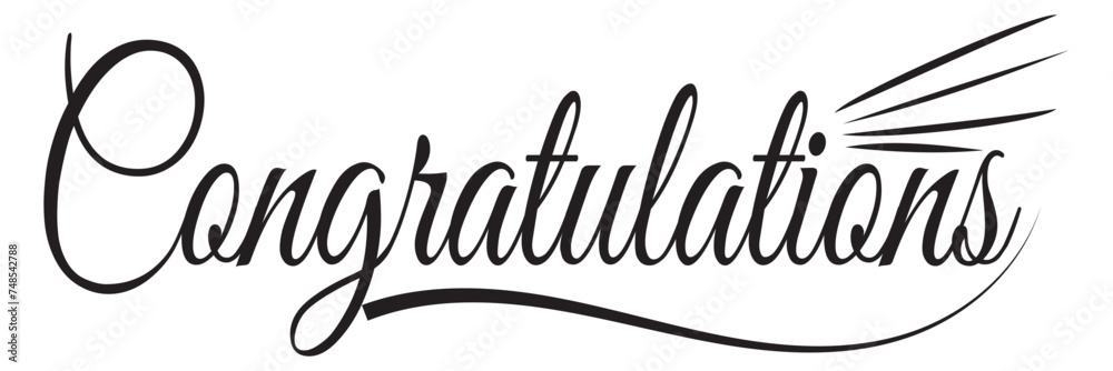 Cursive Typographic Template of Congratulations. Beautiful Calligraphy ...