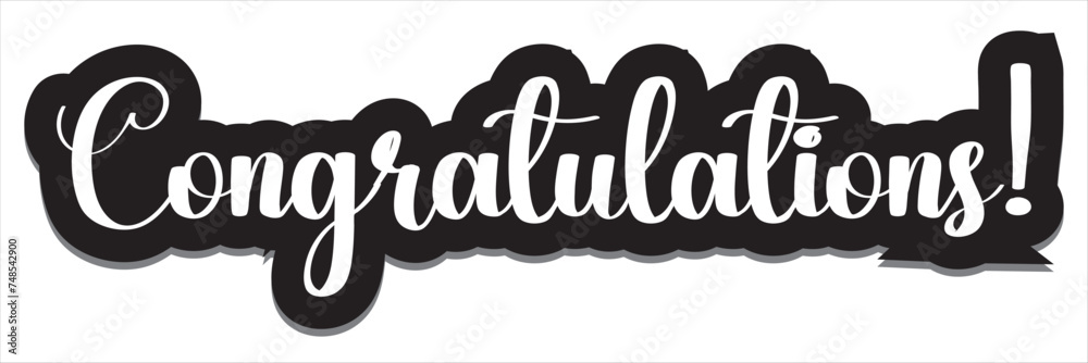 Cursive Typographic Template of Congratulations. Beautiful Calligraphy ...