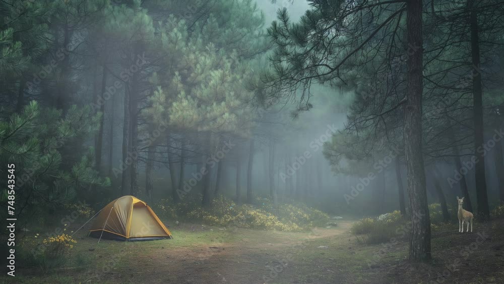 tent in the forest, background, footage, animation video, seamless ...