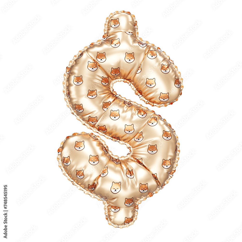 3D inflated balloon Dollar Symbol/sign with gold surface orange meme ...