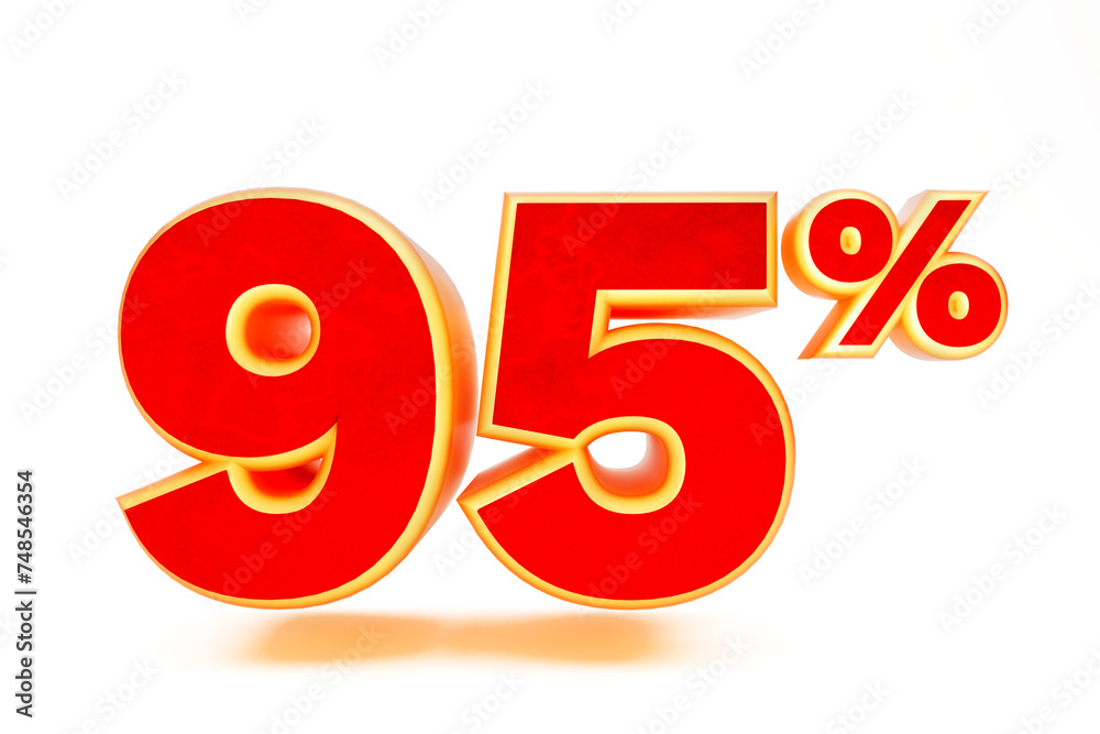 The number ninety five percent is in red - the number 95% is 3D ...