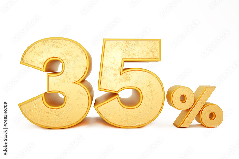 The number thirty five percent is in gold - the number 35% is 3D ...
