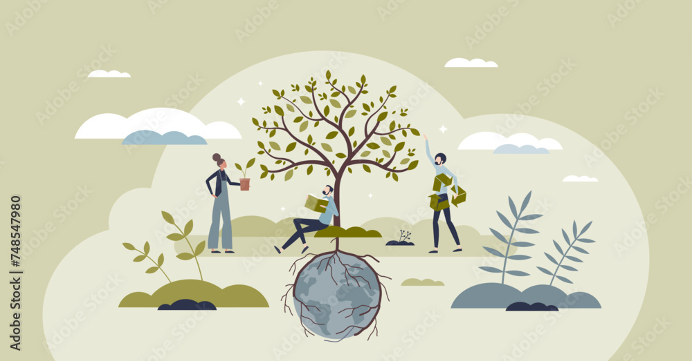 Environmental wellness and sustainable, green practices tiny person ...