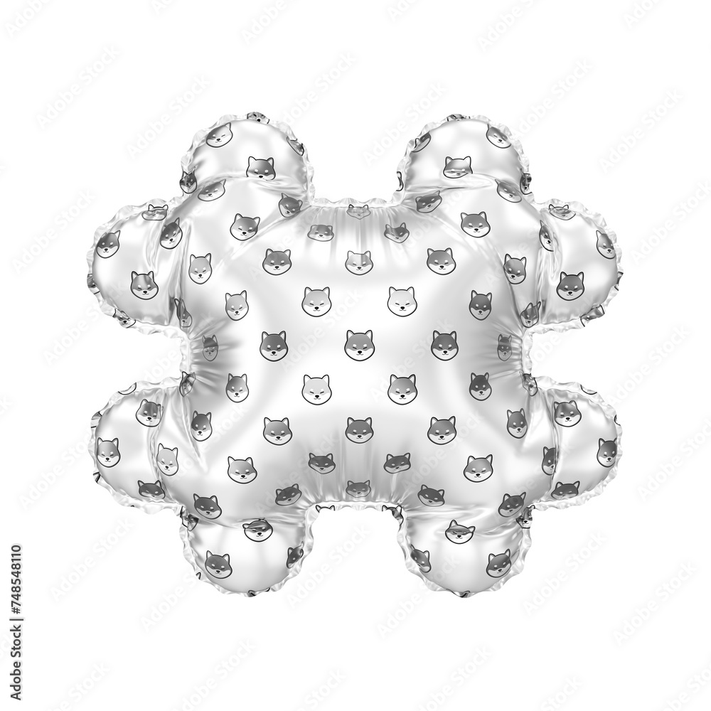 3D inflated balloon Hash/Pound Symbol/sign with grey reflective meme ...