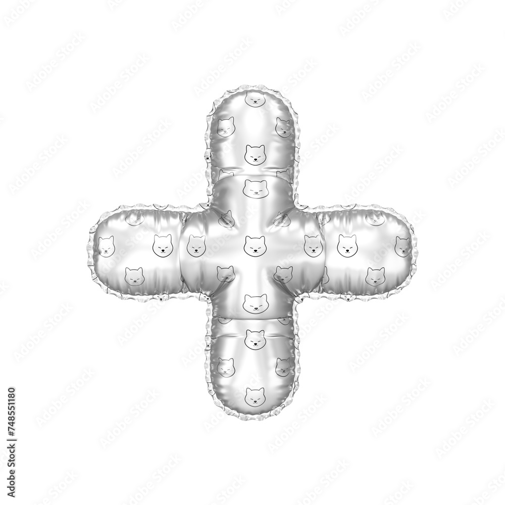 3D inflated balloon Plus Symbol/sign with Silver colored meme coin ...