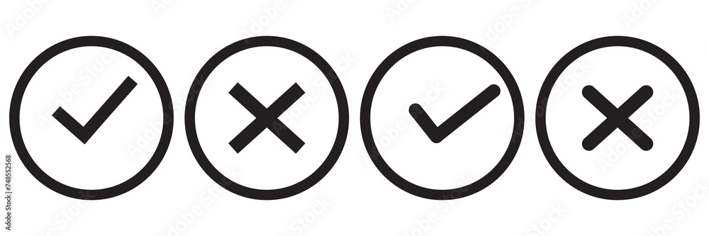 Vettoriale Stock Checkmark x mark icon. Green checkmark and red x sign ...