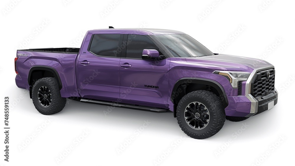 Dallas, USA. February 23, 2024: Toyota Tundra TRD SR5 2022 violet full ...