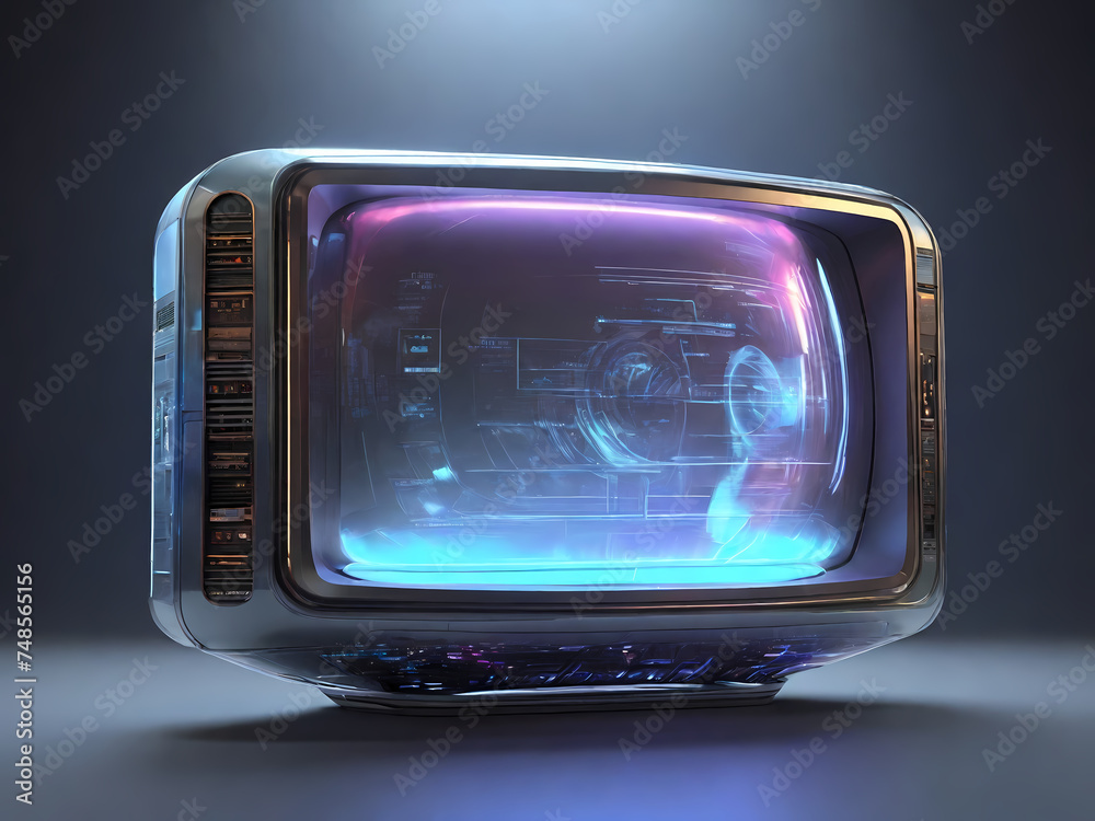 80s Retro wave style display on vintage TV screen Created With ...