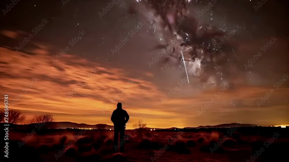 Space scene with planets, meteor shower and starry sky. Concept ...