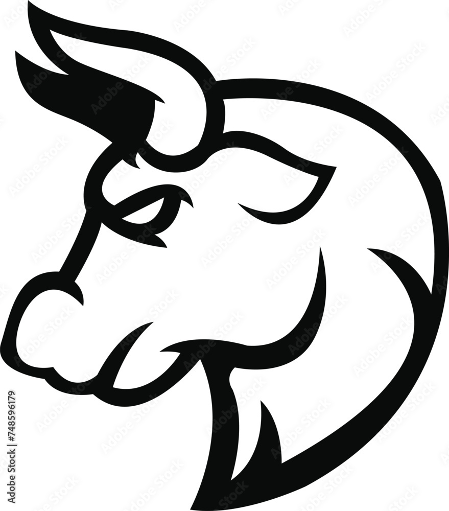 Bull Logo, Tribal Bull tattoo, Bull Howling Artwork design, side view ...