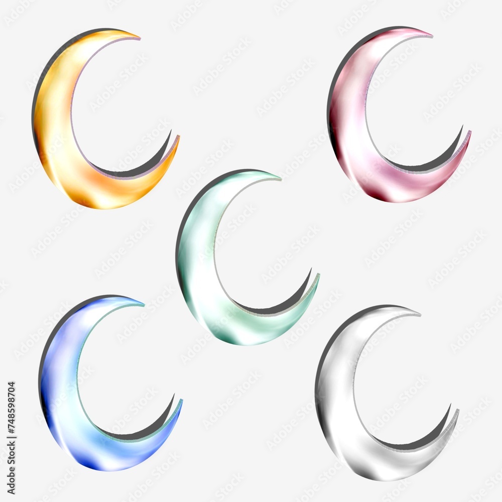 Multicolor moons : Calligraphy, cardboard cutting work, multiple shaded ...