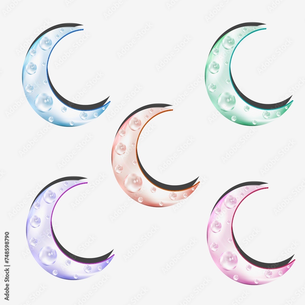 Multicolor moons : Calligraphy, cardboard cutting work, multiple shaded ...