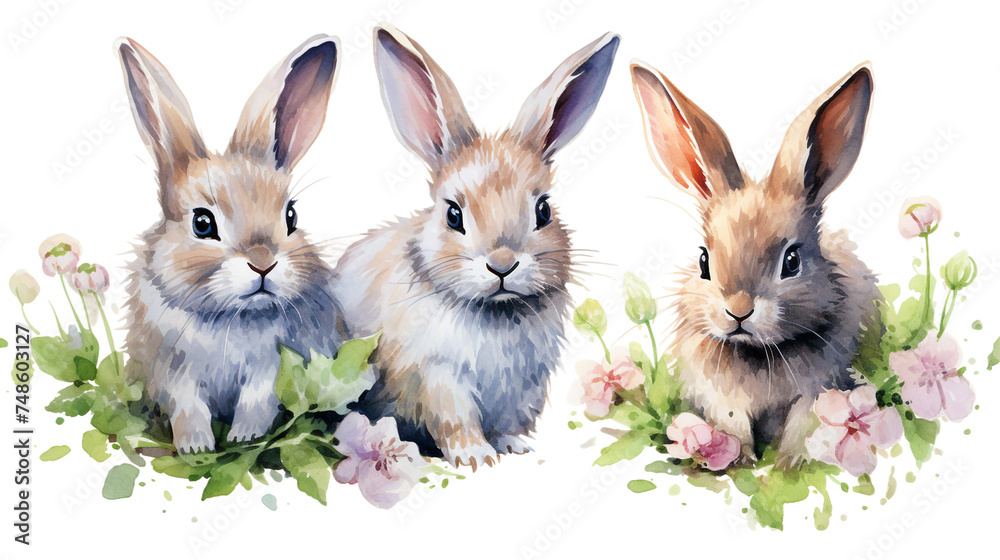 Whimsical Spring Bunny Clipart - Cute and Funny Rabbits in Isolation ...