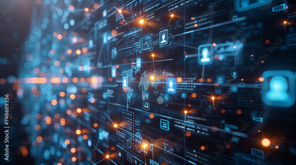 Experience the dynamic interplay of blue hues symbolizing the intricate ...